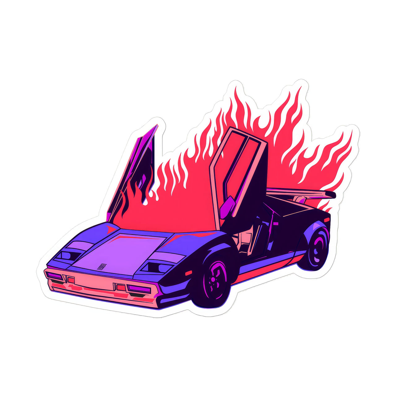 Burning Lambo Sticker – Zillionaire Goat Club